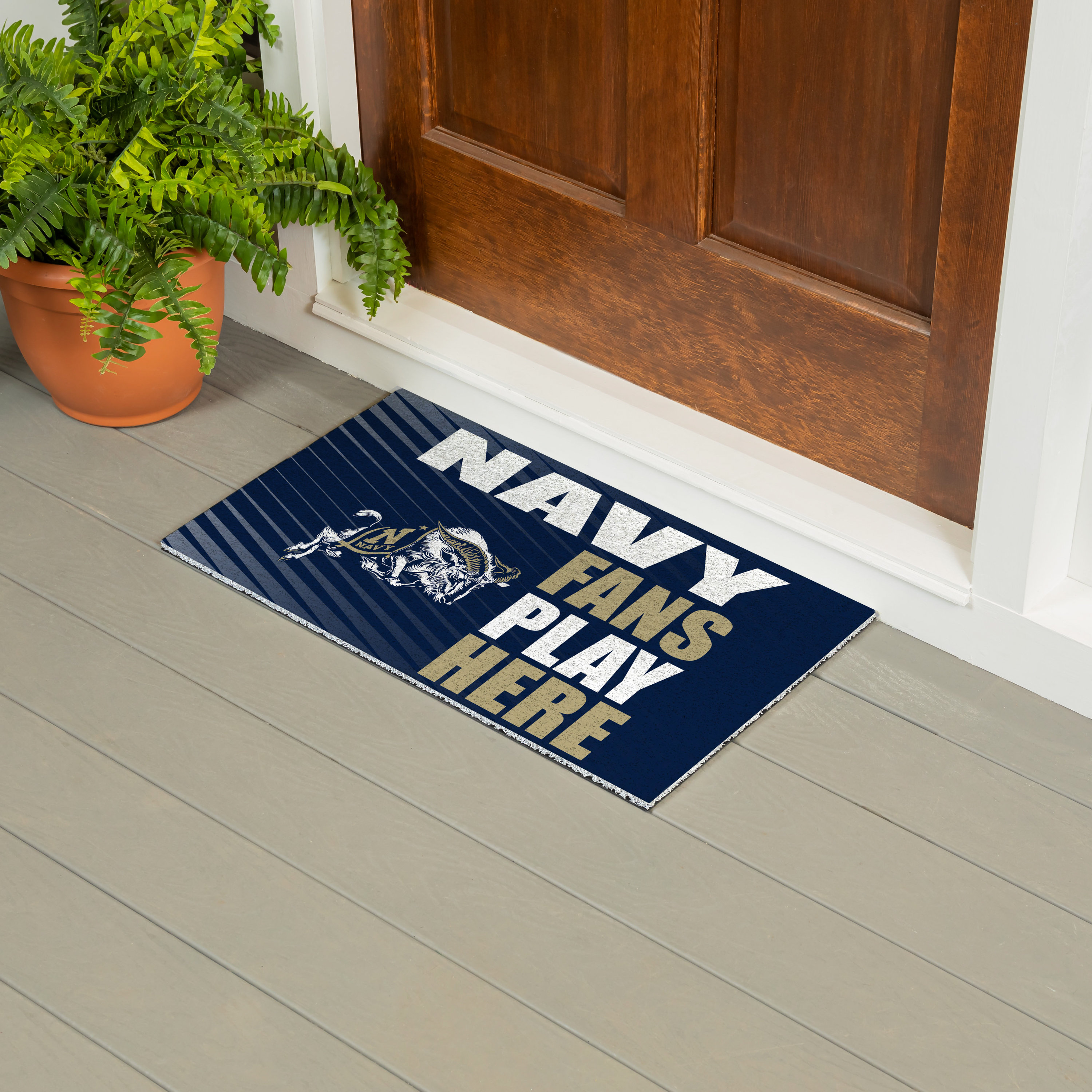 Ebern Designs US Naval Academy Fan PVC Mat, 28"x16" | Wayfair