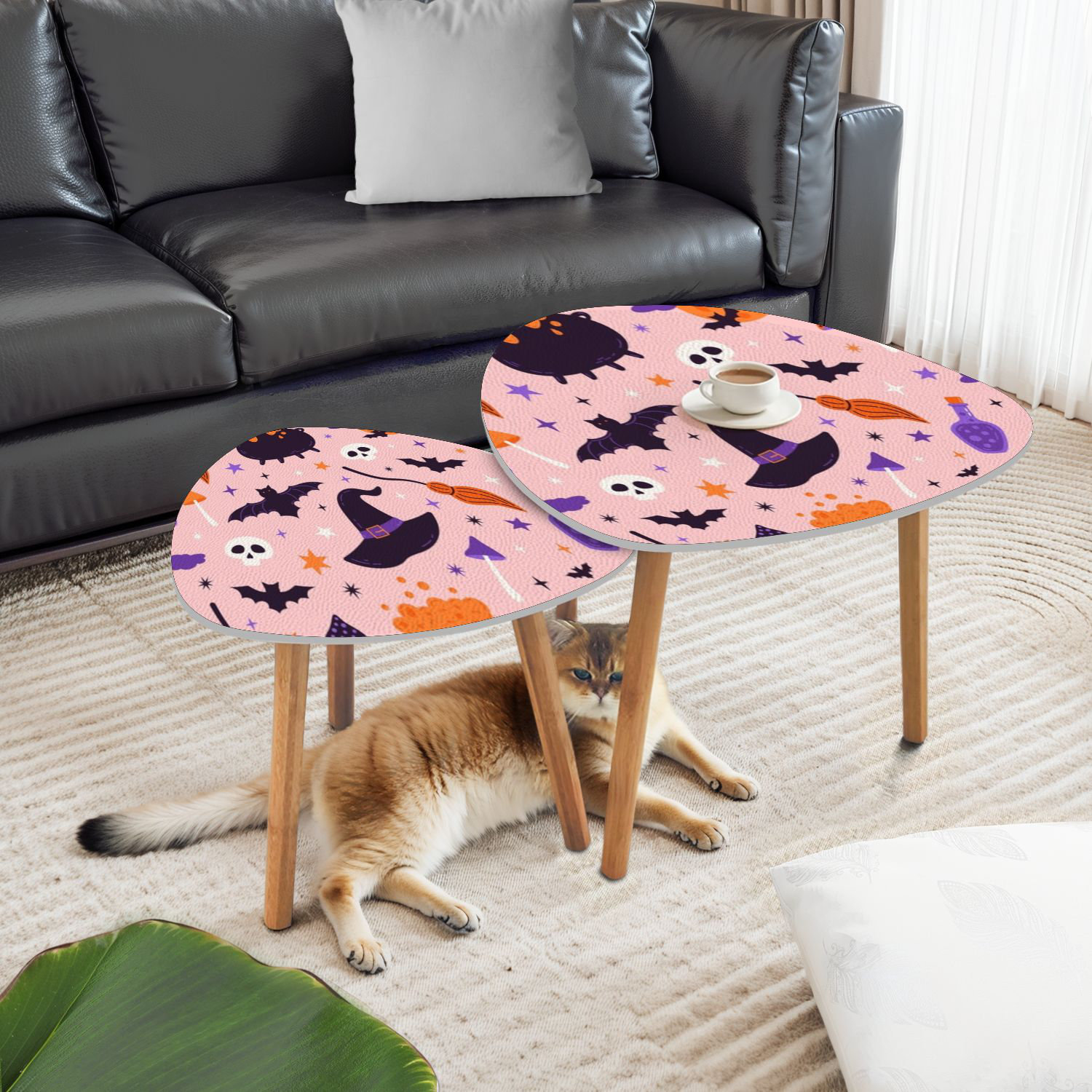 George Oliver Triangle Nesting Coffee Table Set of 2 Cute Halloween ...