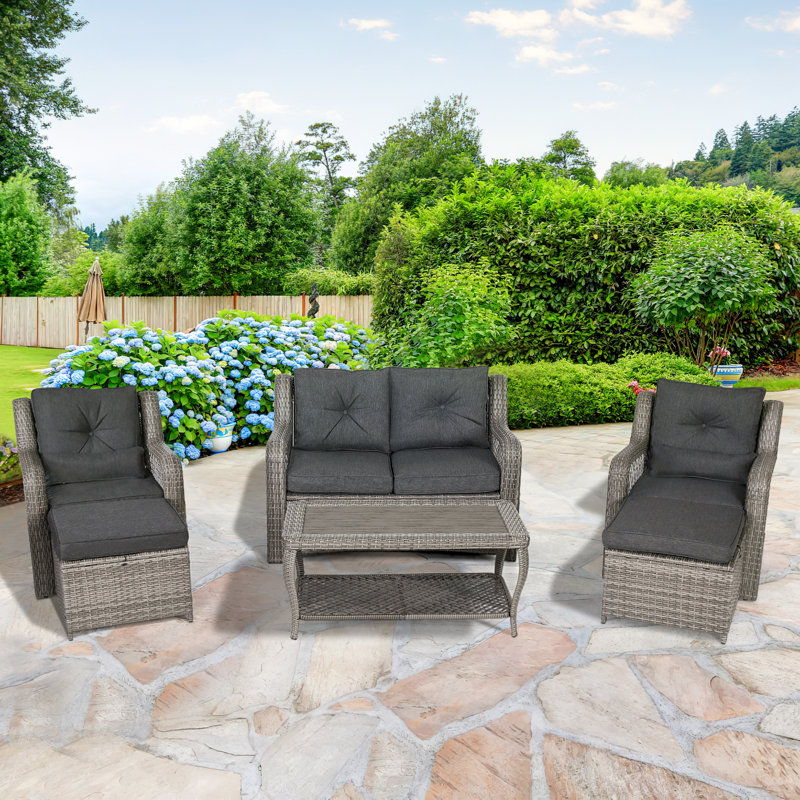 August Grove® Annkatrin 6 Piece Complete Patio Set with Cushions | Wayfair