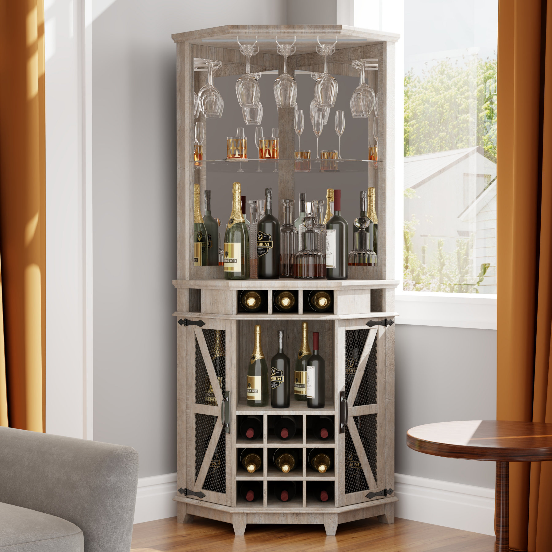 corner bar unit white