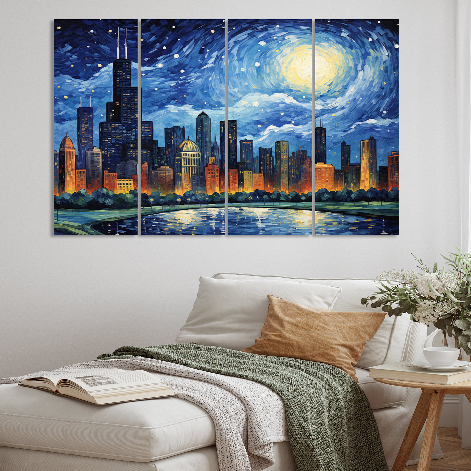 DesignArt Chicago The Starry Night " Chicago The Starry Night " 4 ...