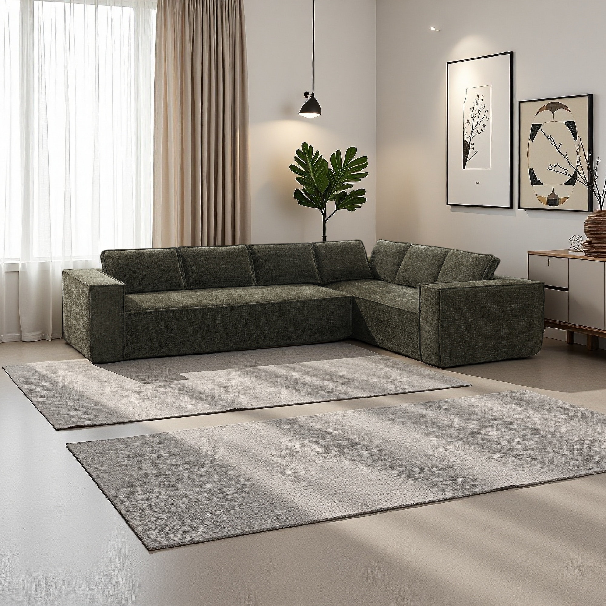 Ebern Designs 129.5" Minimalist Style Modular Sectional Sofa,6 Seat ...
