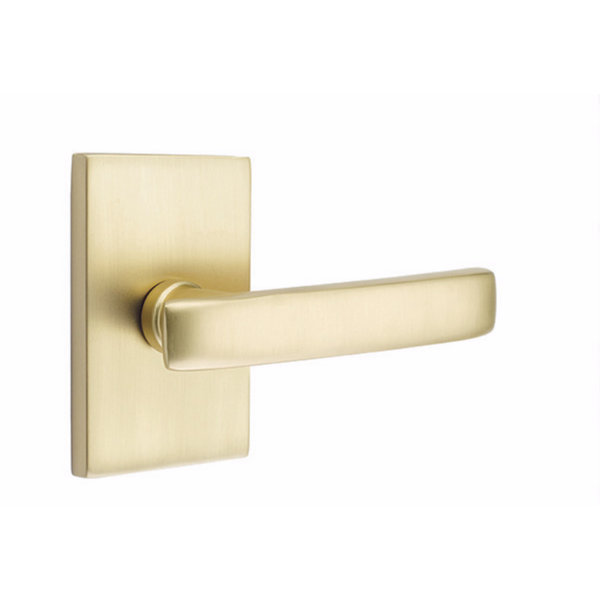 Emtek Modern Designer Brass Passage Leverset w/ Modern Rectangular ...