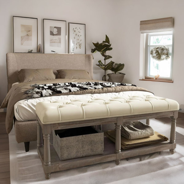 Borough Wharf Ermont Storage Bench With Padded Seat French Inspired ...