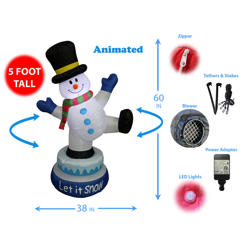 The Holiday Aisle® Christmas Animated Inflatable Snowman & Reviews ...