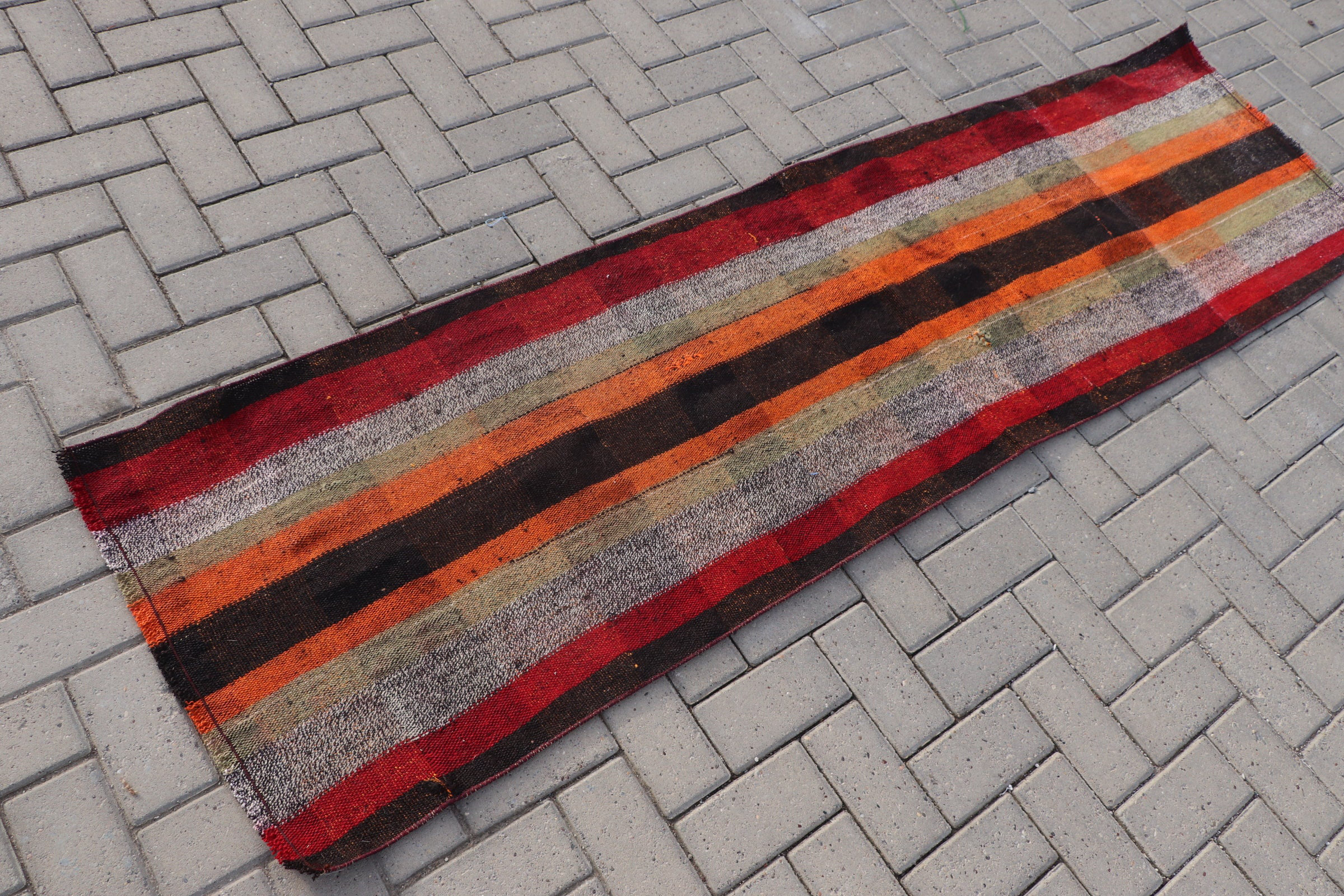 Red Barrel Studio® Handmade Wool Turkish Runner With Stripes For Long ...