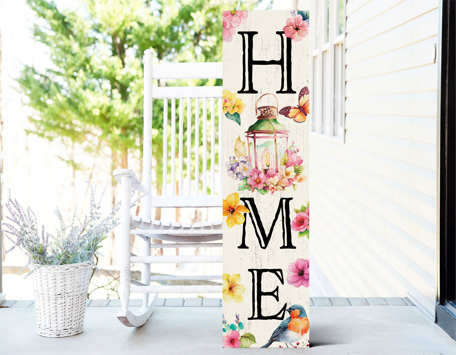 August Grove® 36in Spring Home Sign for Front Door - Wooden Porch Sign ...