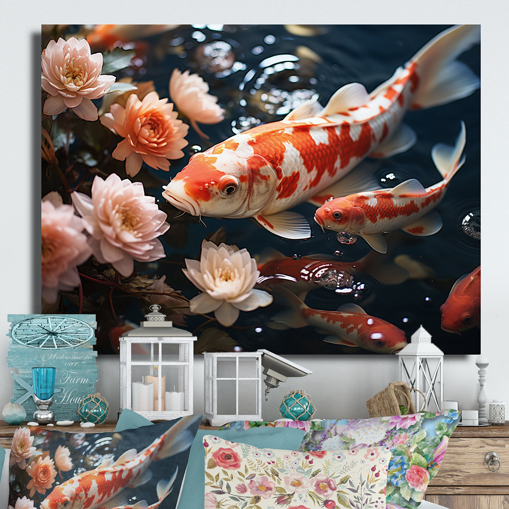 Highland Dunes Asian Art Lotus Pond IV - Asian Metal Wall Art | Wayfair