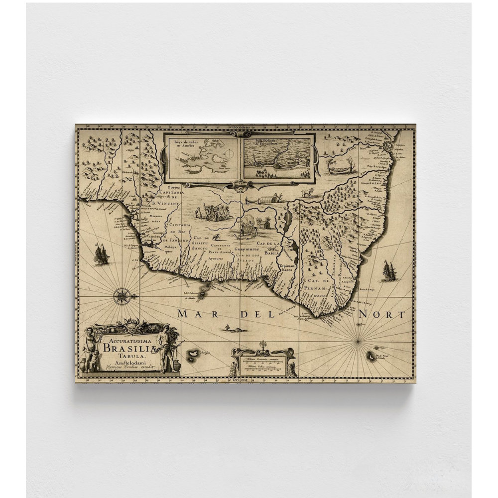 WeFrameArt Brazil 1630, Old Map Of Brazil, Brazilian Office Map ...