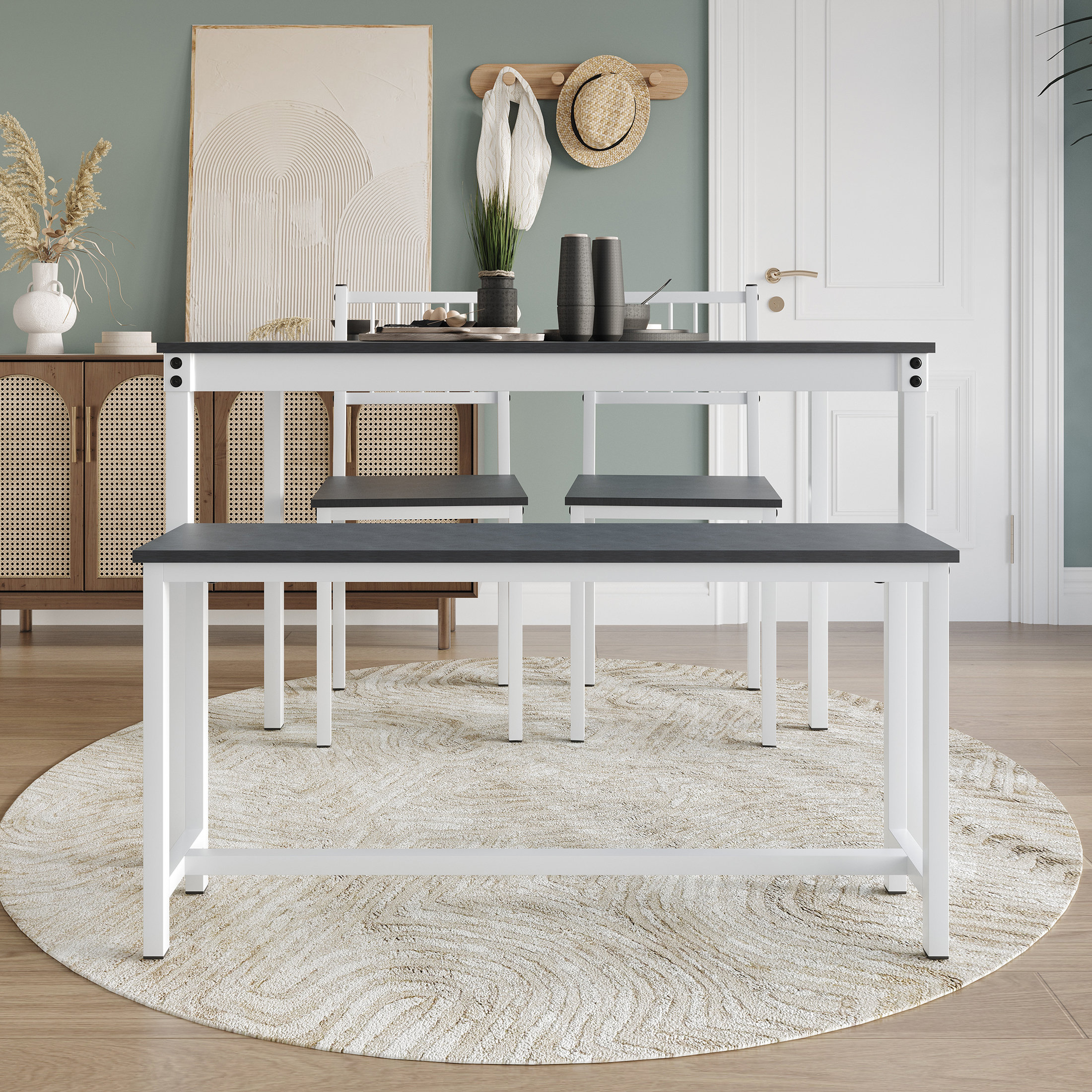 Ebern Designs Anisur Rectangular 43.31'' L x 27.56'' W Dining Set ...