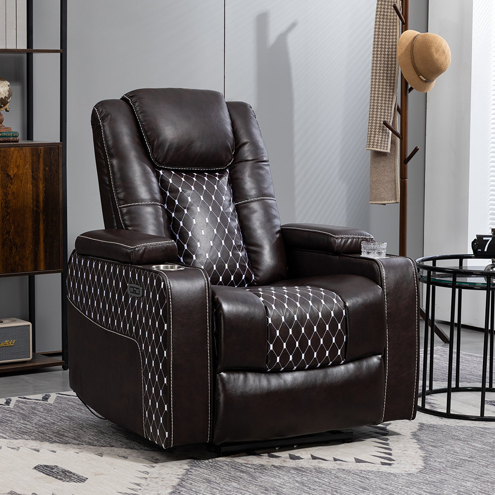 Latitude Run® Power Zero Gravity Recliner With Storage Armrest ...