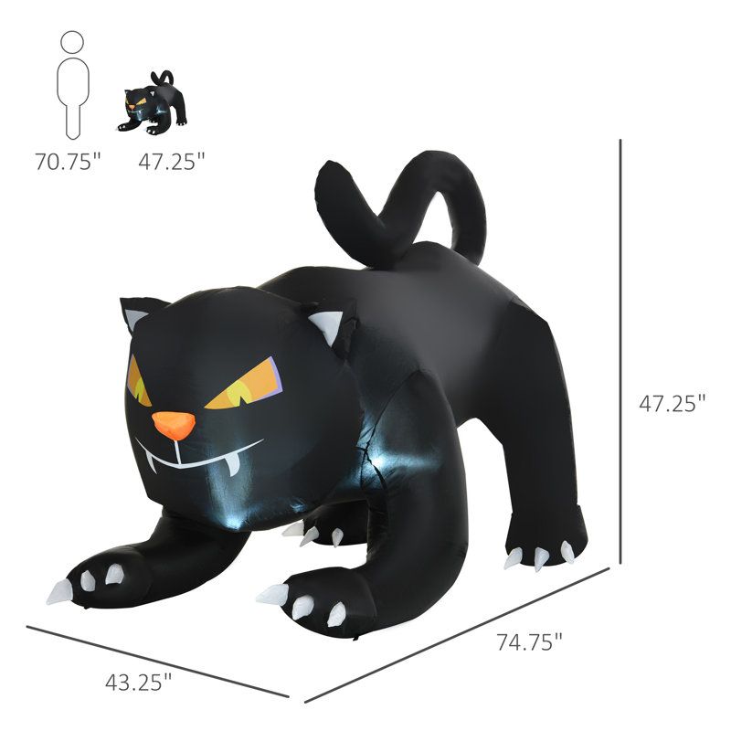 The Holiday Aisle® Giant Creeping Black Cat Halloween LED Lighted ...