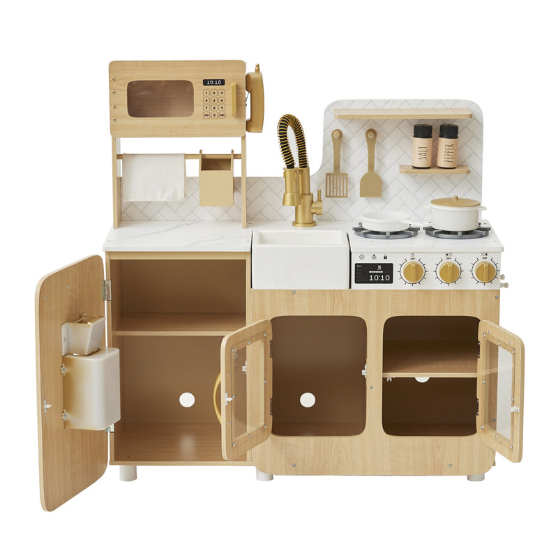 Teamson Kids Little Chef Cyprus Play Kitchen Set, Light Oak/White ...