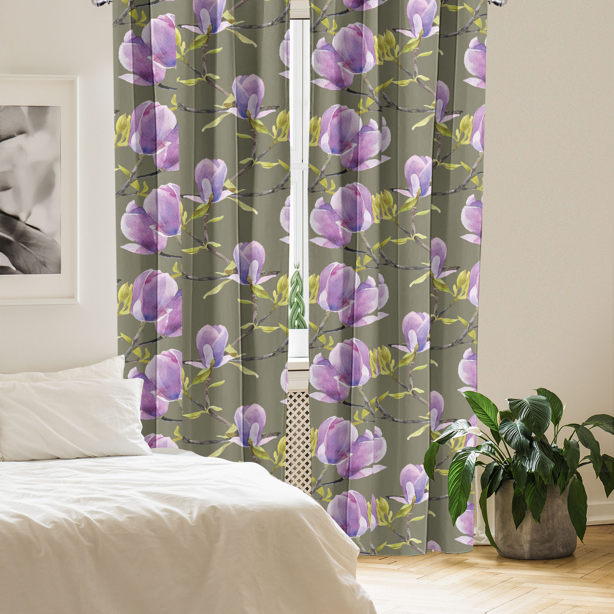 East Urban Home Haid East Urban Home Magnolia Pattern Curtains Simple ...