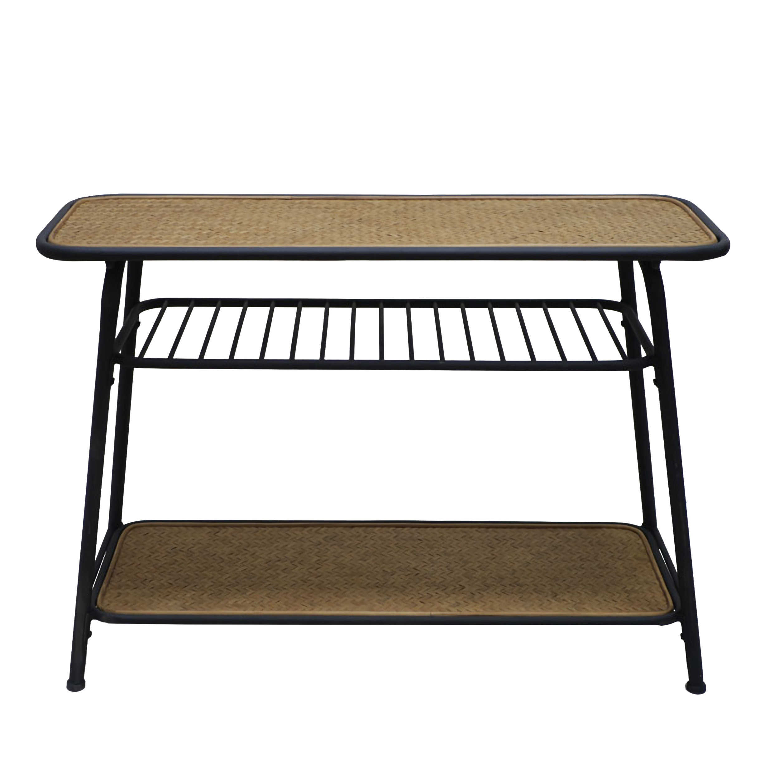 17 Stories Metal 42.13 in. Brown Rounded Rectangle Table with Rack and ...