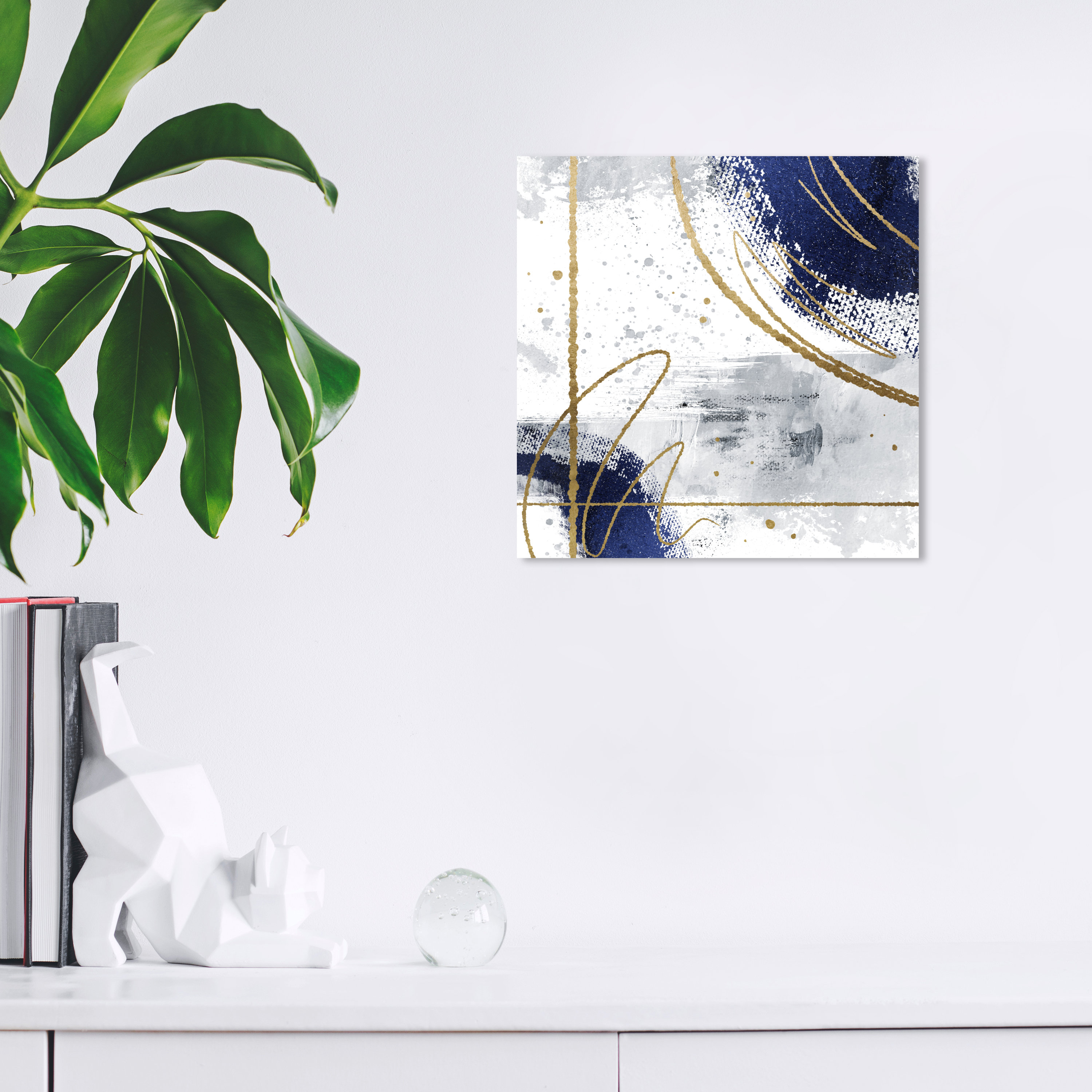 Mercer41 Abstract Royal Blue Eyes Industrial White Canvas Wall Art ...