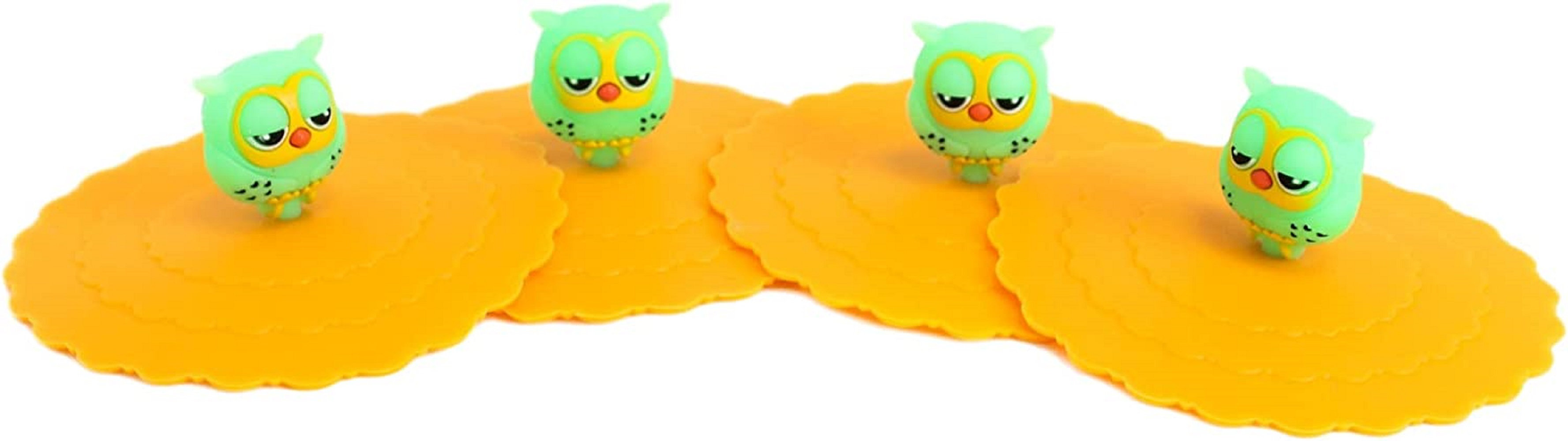 Trinx Pack Of 4 Whimsical Animal Colourful Silicone Cup Lids Circle Hot ...