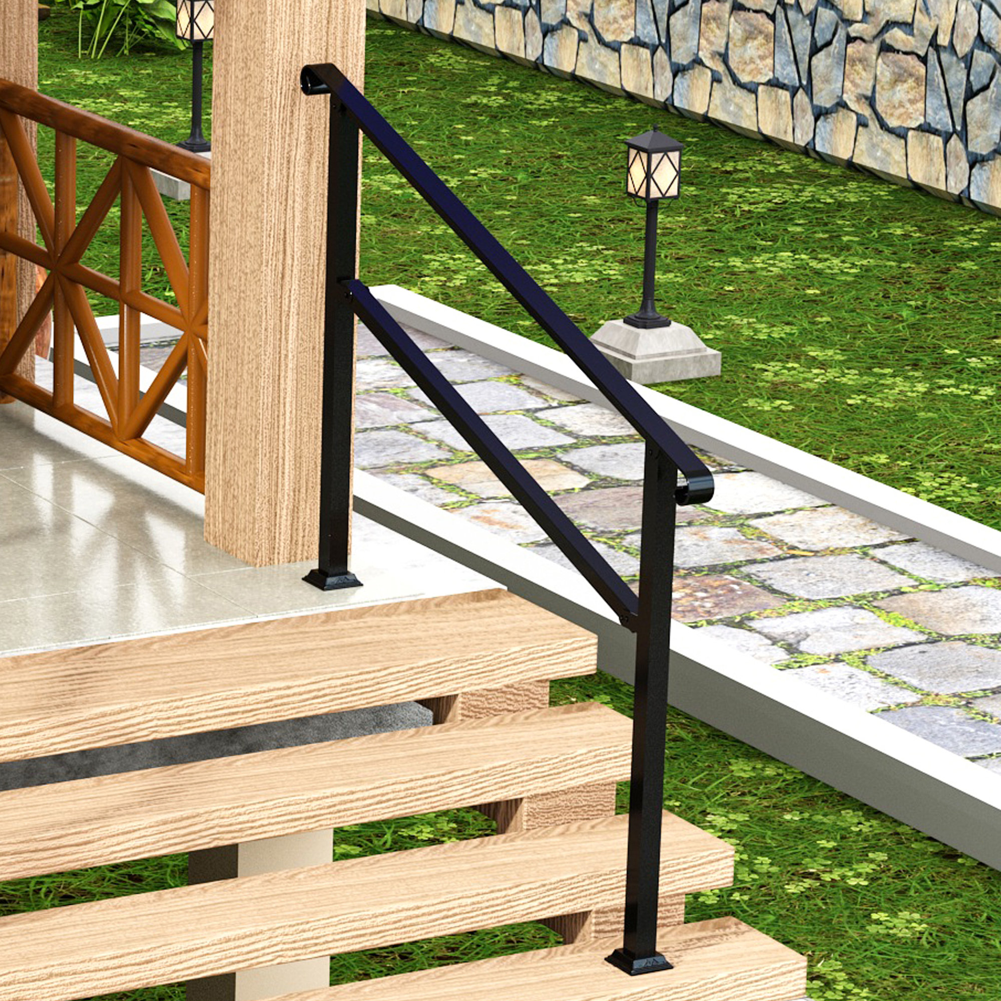 Morinome 1 Pack Metal Outdoor Step Handrail - Wayfair Canada