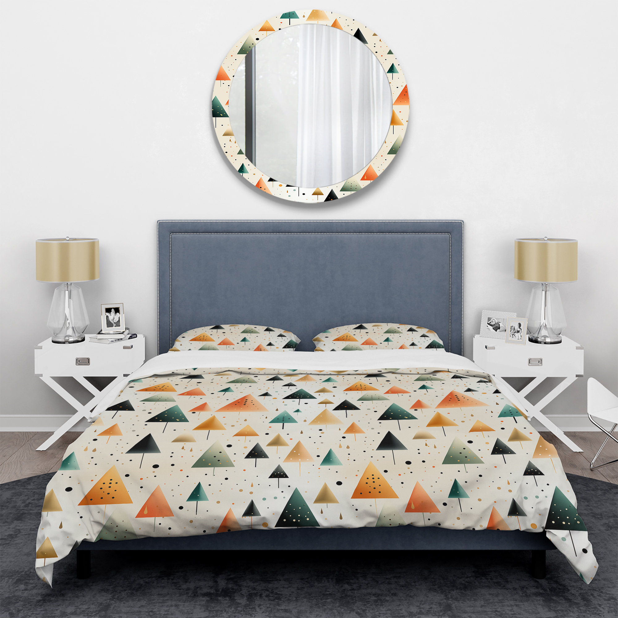 Design Art Yellow And Green Minimalism Trees Bedding | Wayfair