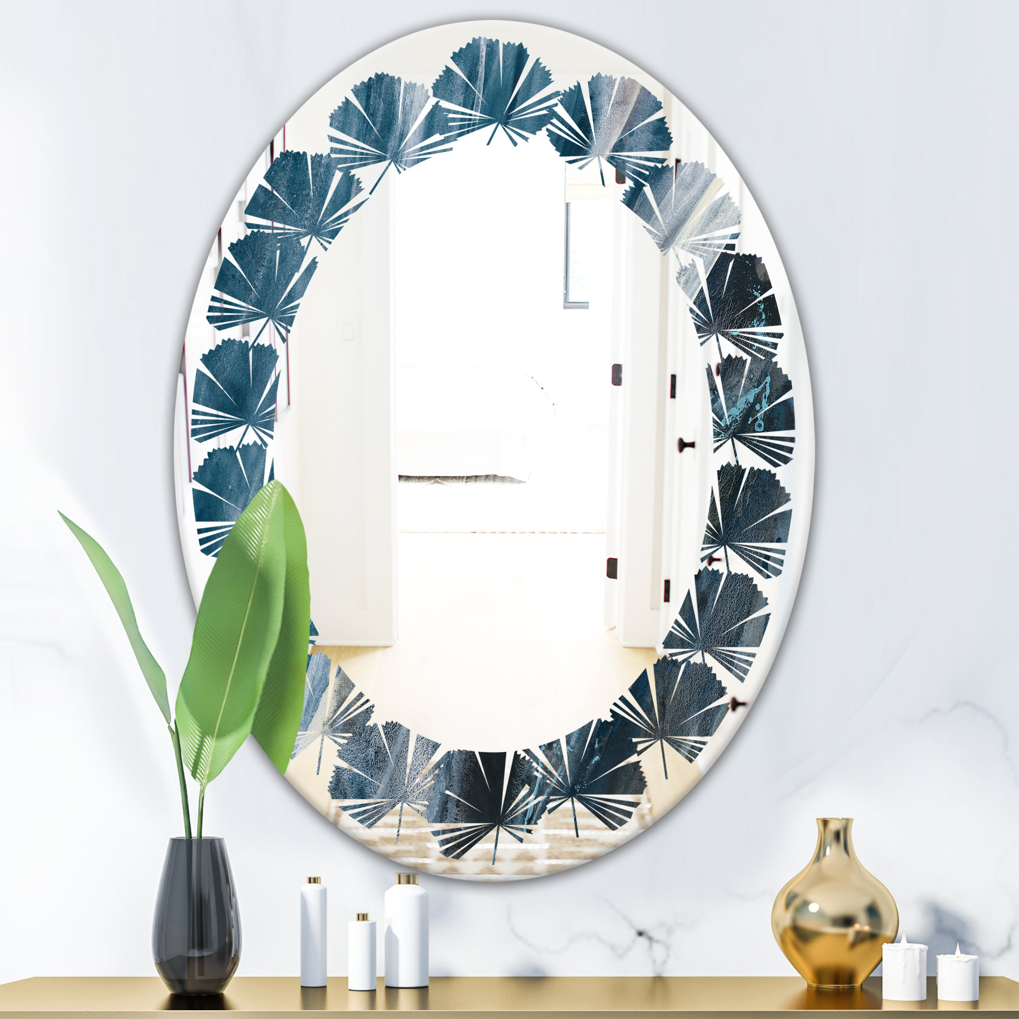 East Urban Home Leaves Splash Coastal Frameless Wall Mirror | Wayfair