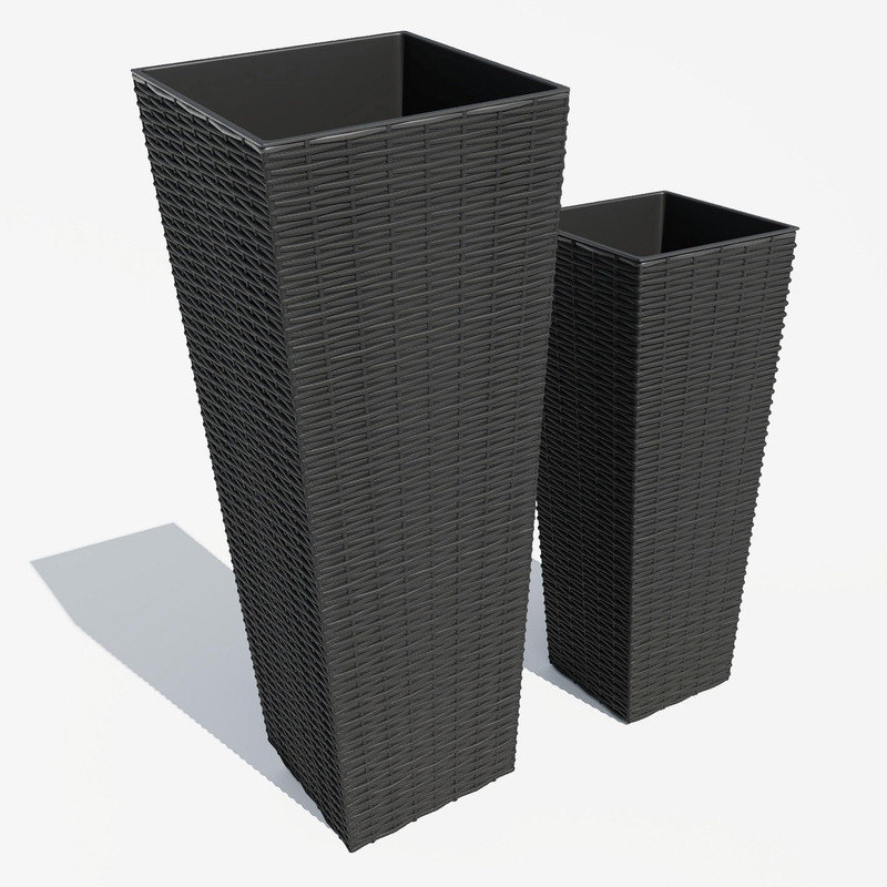 Latitude Run® 2 Pack Tall Planters for Indoor Plants, Outdoor Black ...