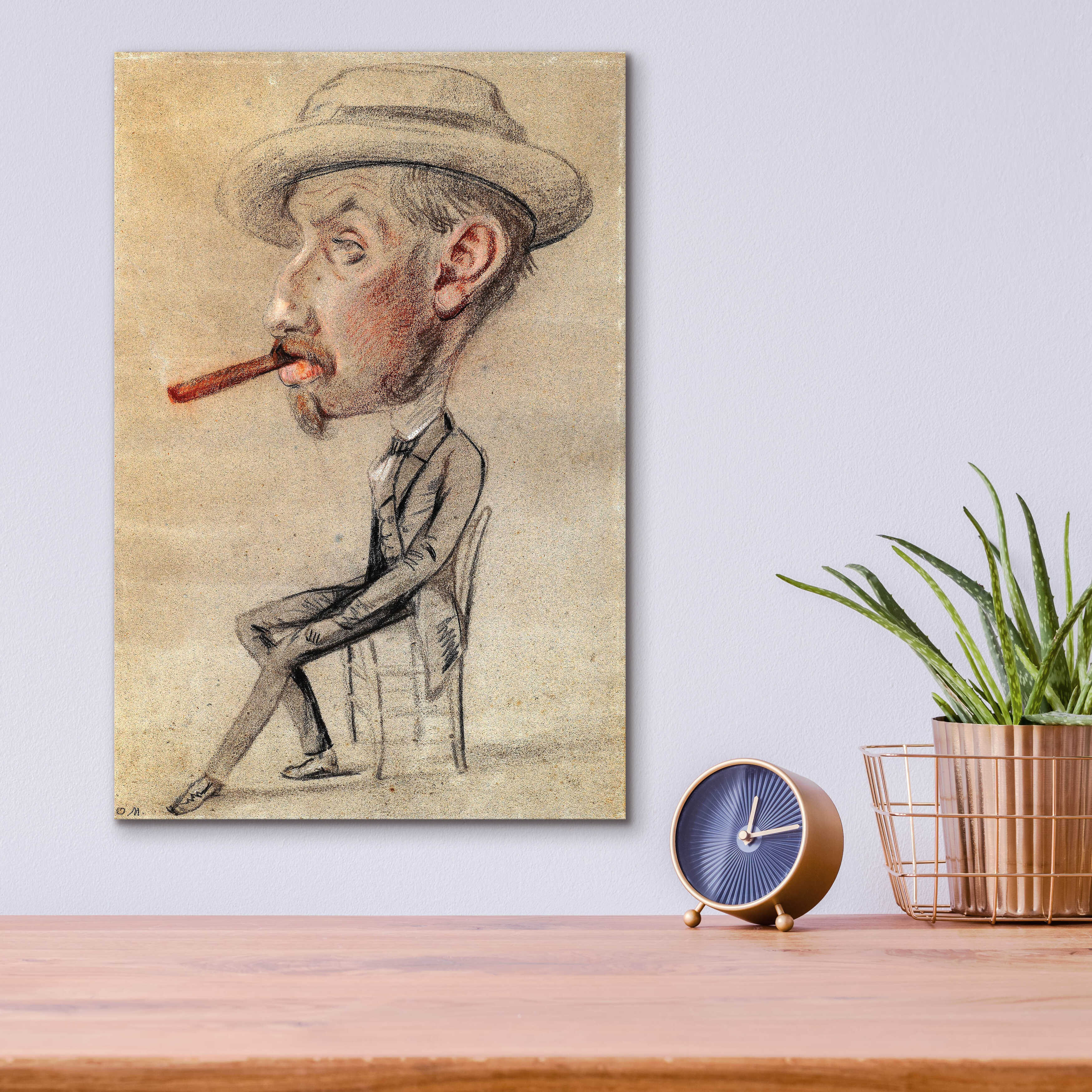 Trinx Caricature of A Man with A Big Cigar - Unframed Print | Wayfair