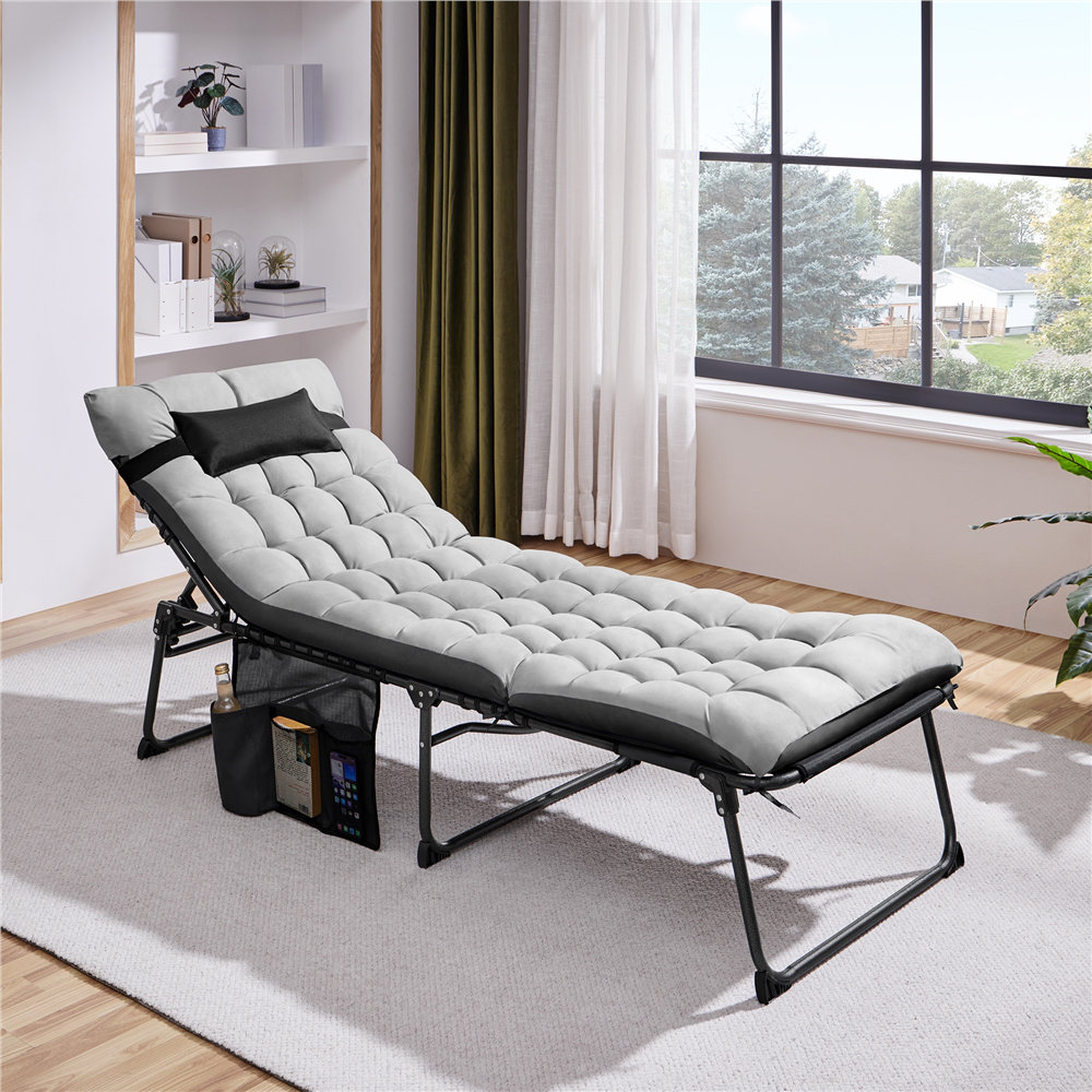 Yaheetech Outdoor Folding Tanning Chair Portable Beach Lounging Bed ...