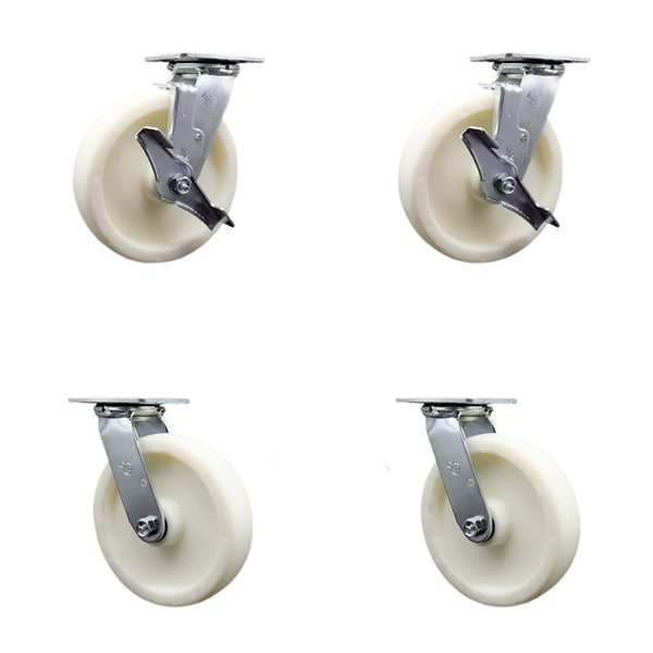 Service Caster Stainless Steel Nylon Caster Set with Roll Bearings 4 ...