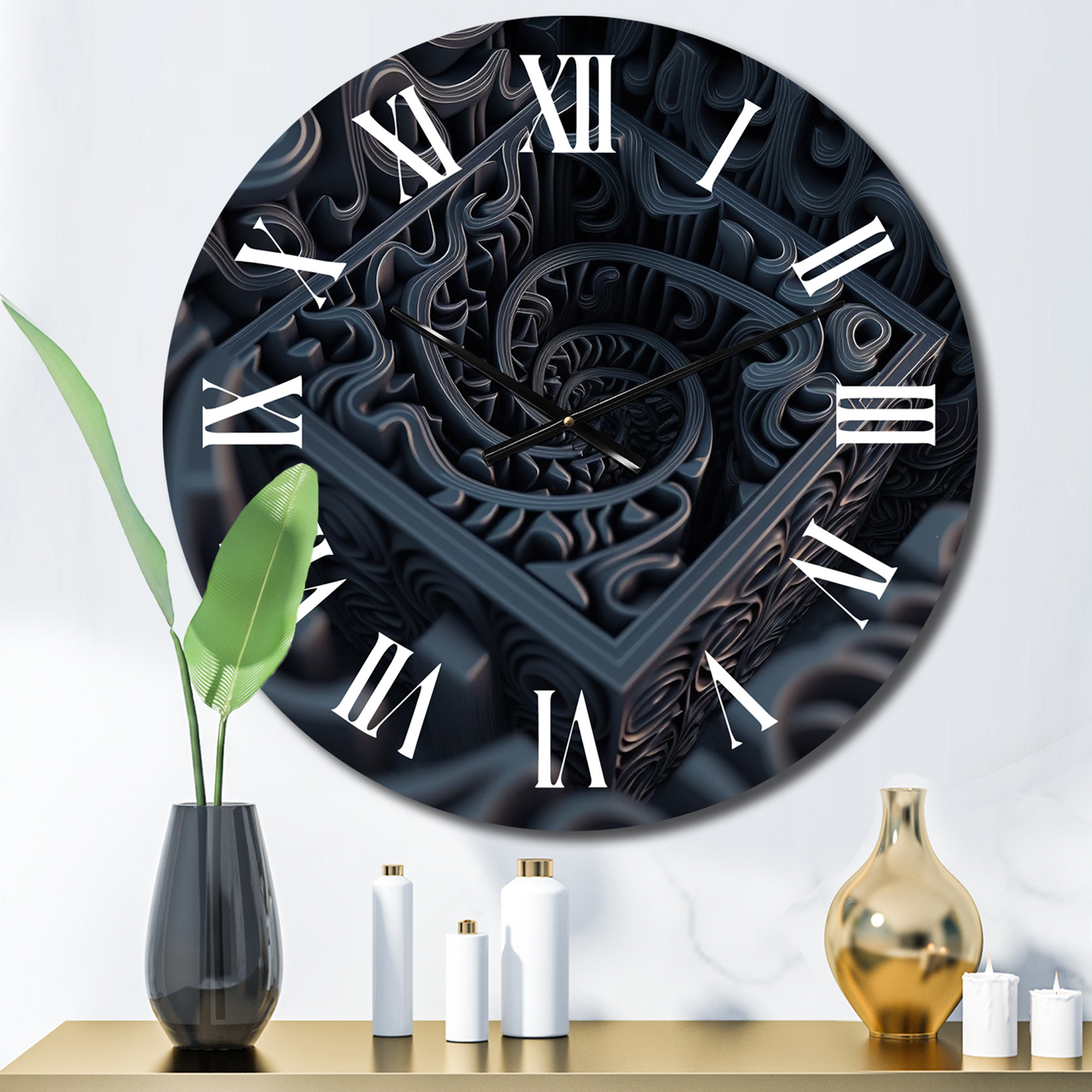 Design Art Through The Rabbit Hole Blue Labyrinth - Modern Geometric ...