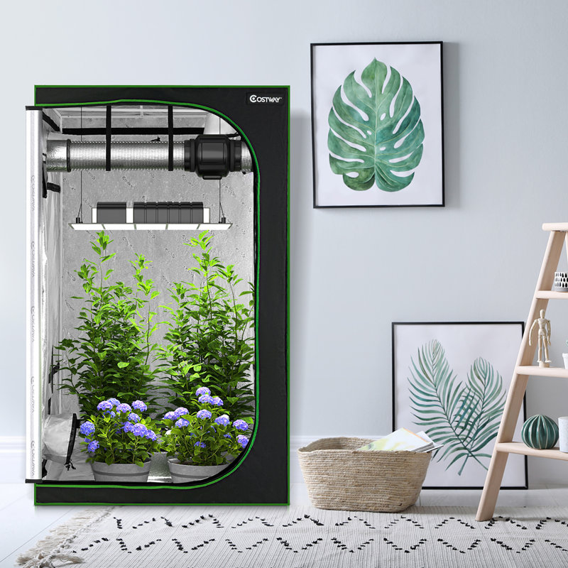 Costway 4x4 Grow Tent, 48''''x48''''x80'''' High Reflective Mylar W ...