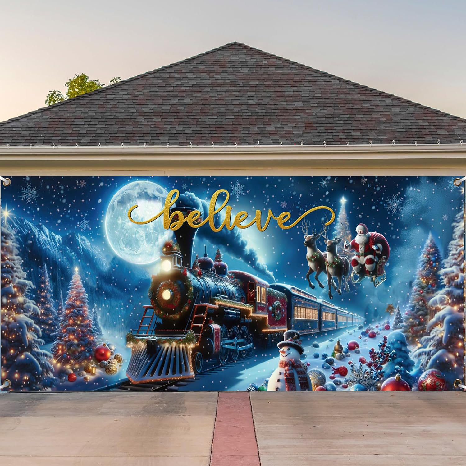 The Holiday Aisle® Christmas Polar Believe Garage Door Decoration 7 X ...