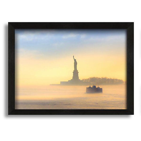 House of Hampton Mist Over The Statue Of Liberty Framed Print | Wayfair ...