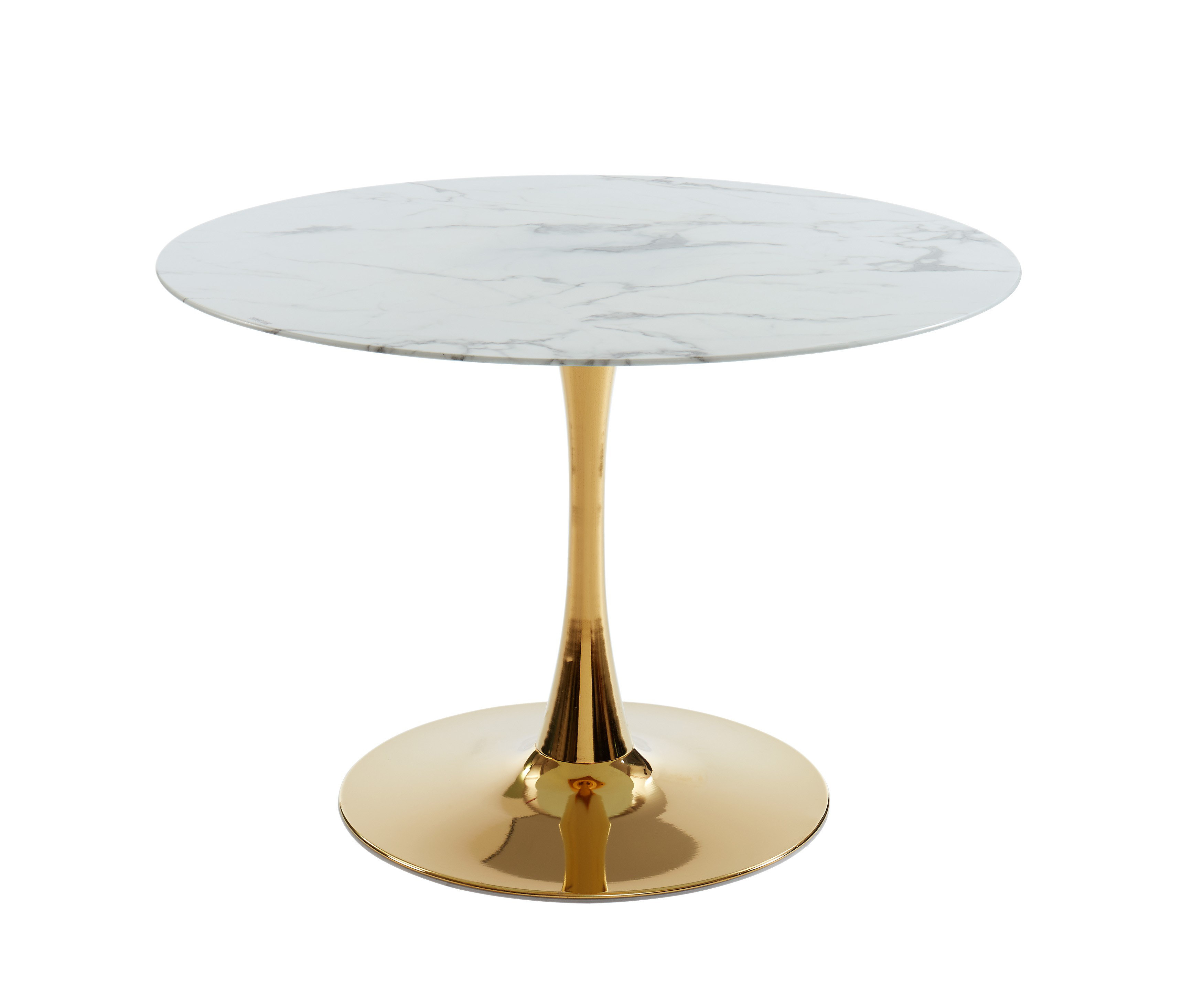 Mercer41 Lua marble effect glass round table with gold base - 43.31 ...