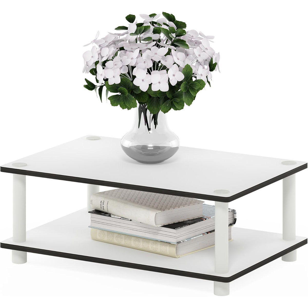 Wrought Studio 2-Tier No Tools Coffee Table, White W/White Tube ...