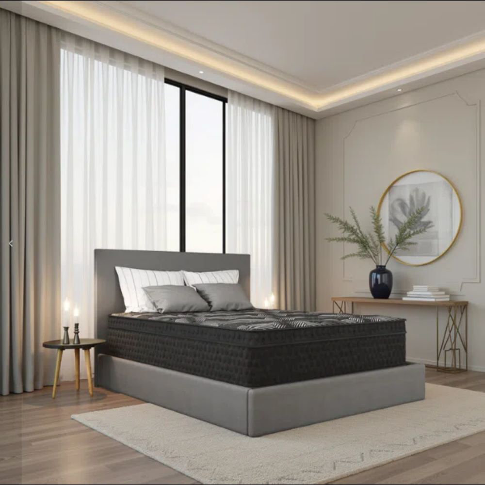 White Noise Quilted Euro Top, Cooling Copper Memory Foam Hybrid ...