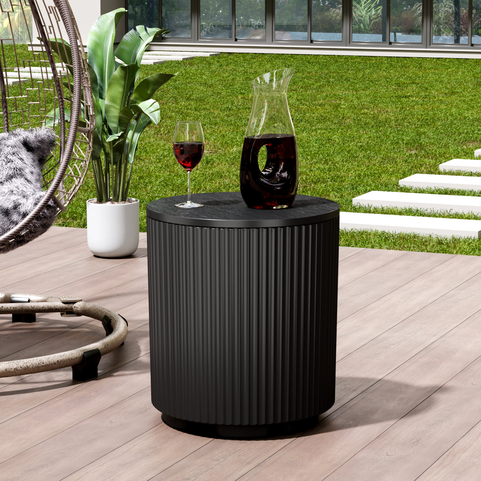 Glasflength 16.65''outdoor Cooler Side Table - 2 In 1, Portable Ice ...