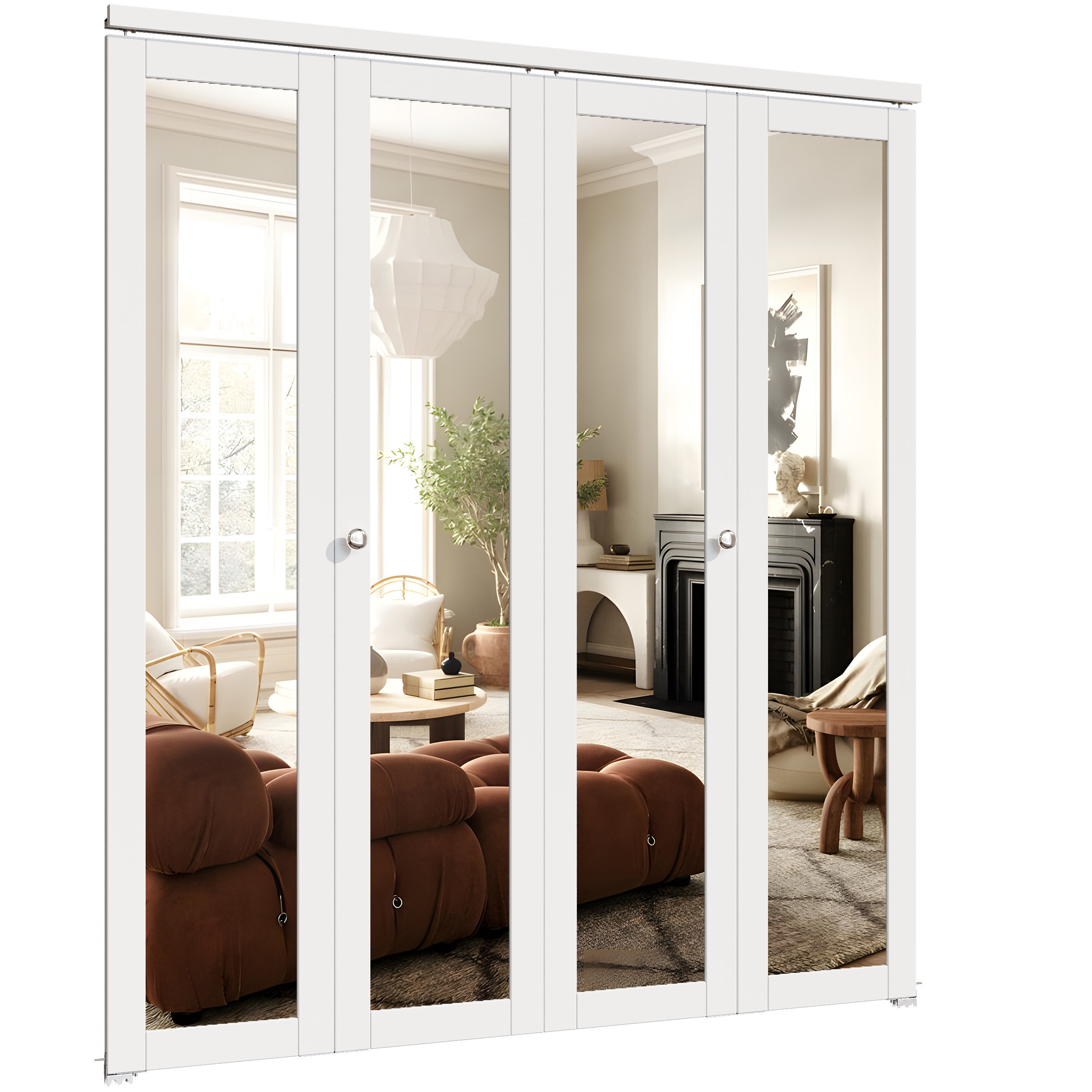 ARK DESIGN Double Bifold Doors Mirror Solid Manufactured Wood ...