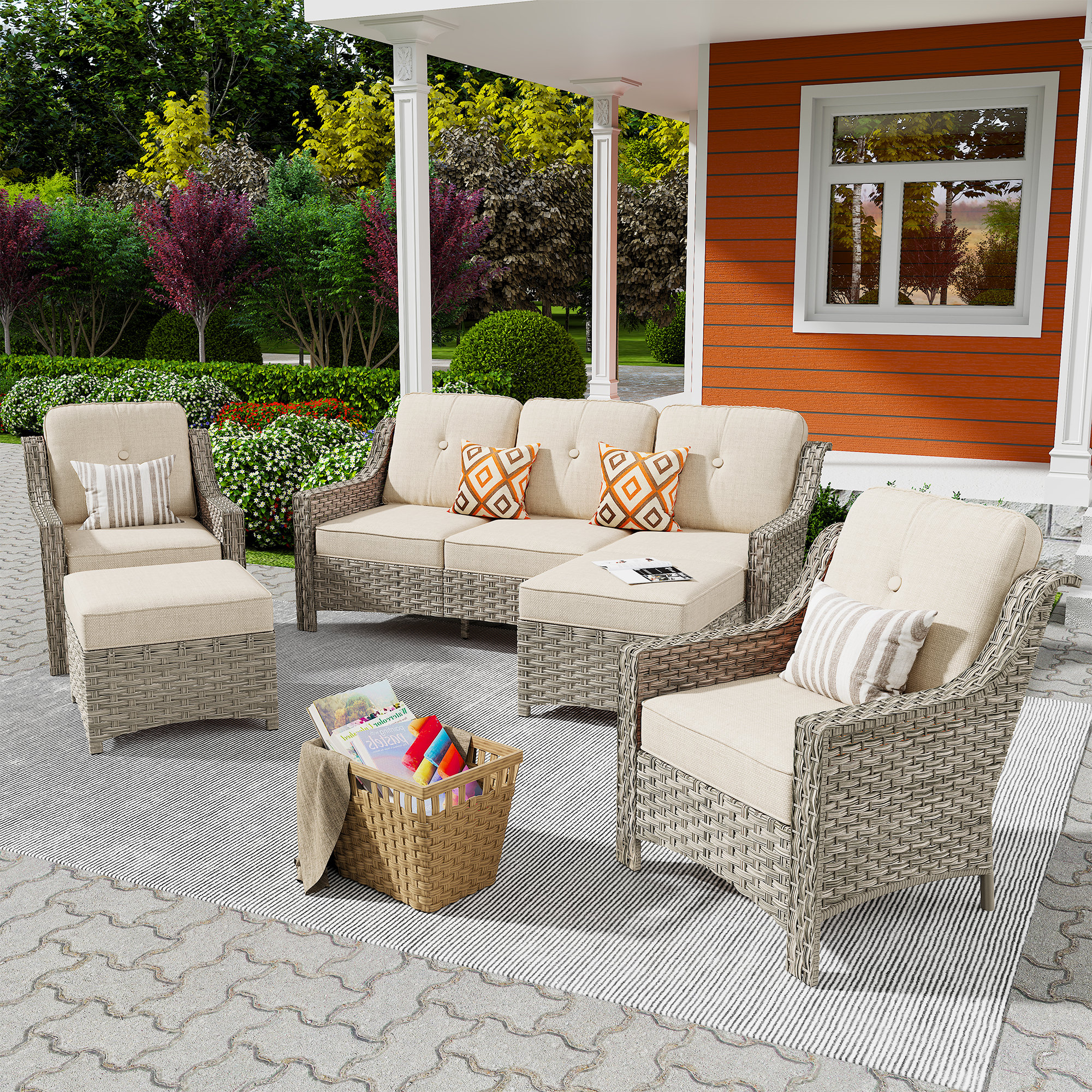 Red Barrel Studio Ceona 7 - Person Outdoor Seating Group with Cushions ...