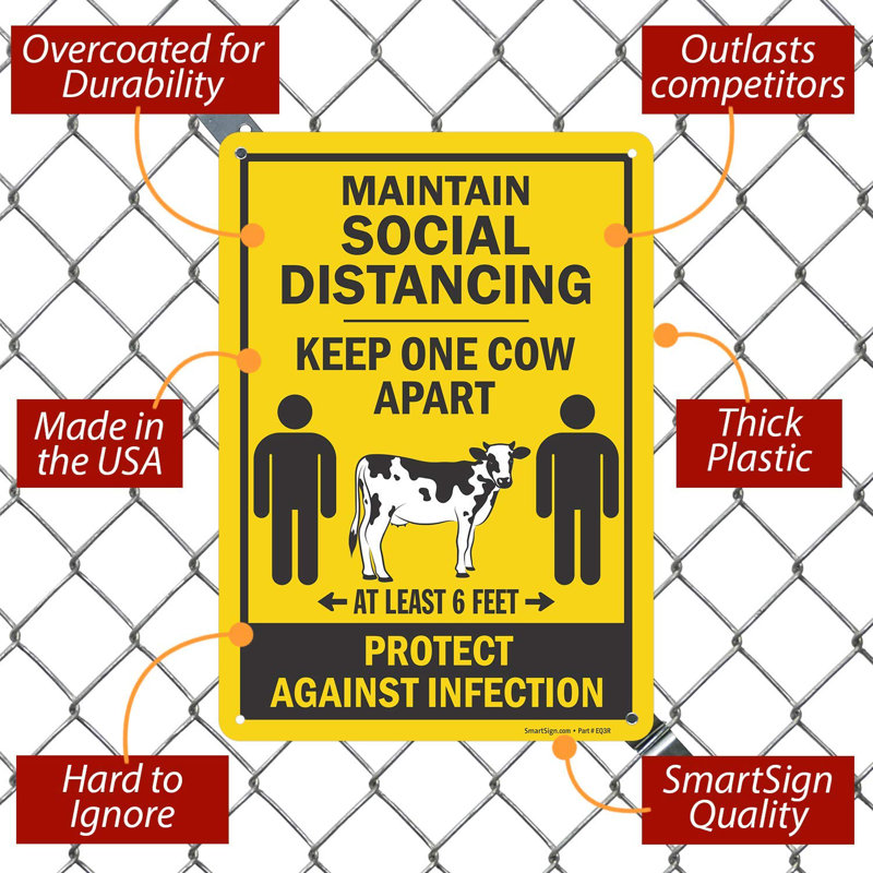 SmartSign Maintain Social Distancing - Keep One Cow Apart, At Least 6 ...