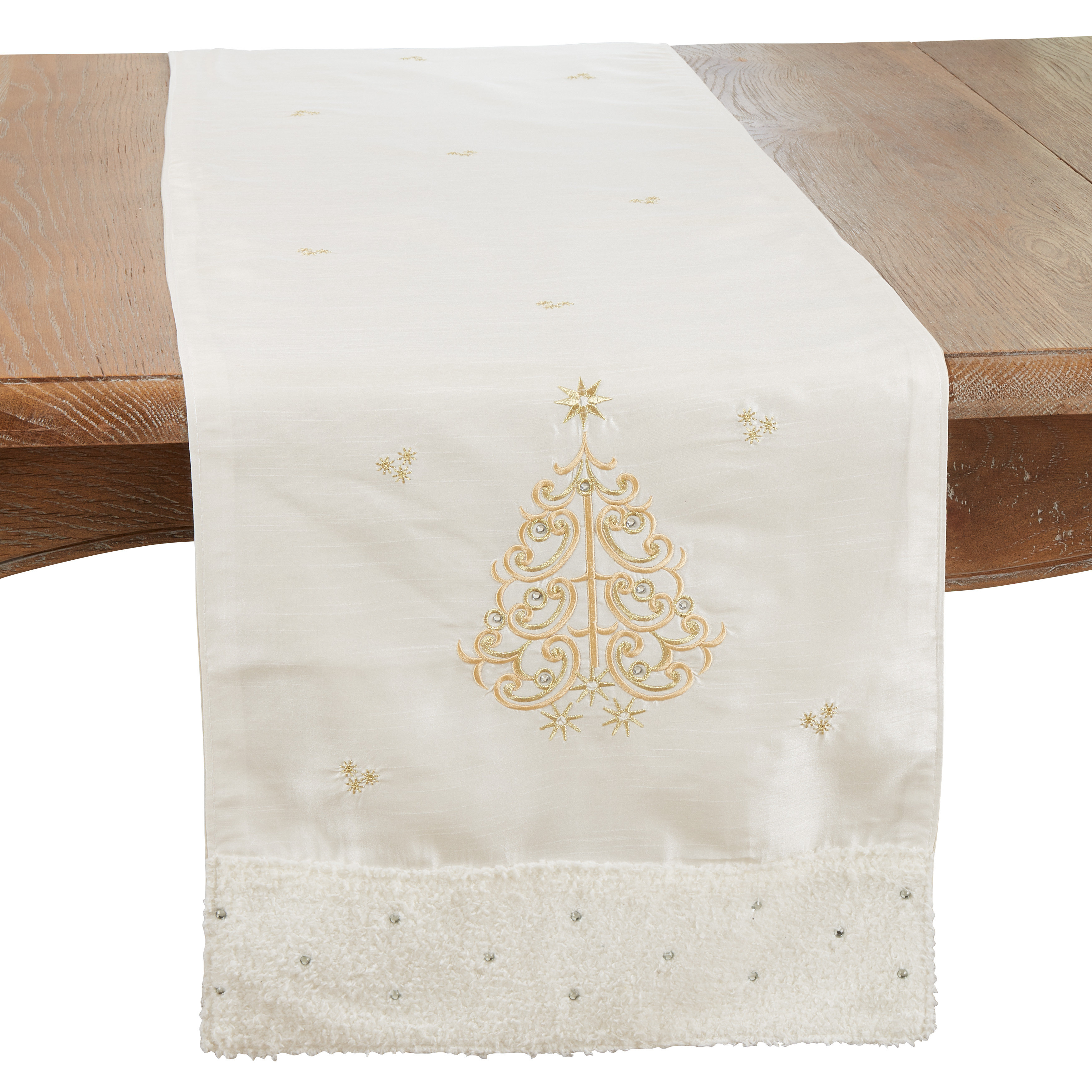 Saro Holly Jolly Embroidered Christmas Tree Table Runner - Wayfair Canada
