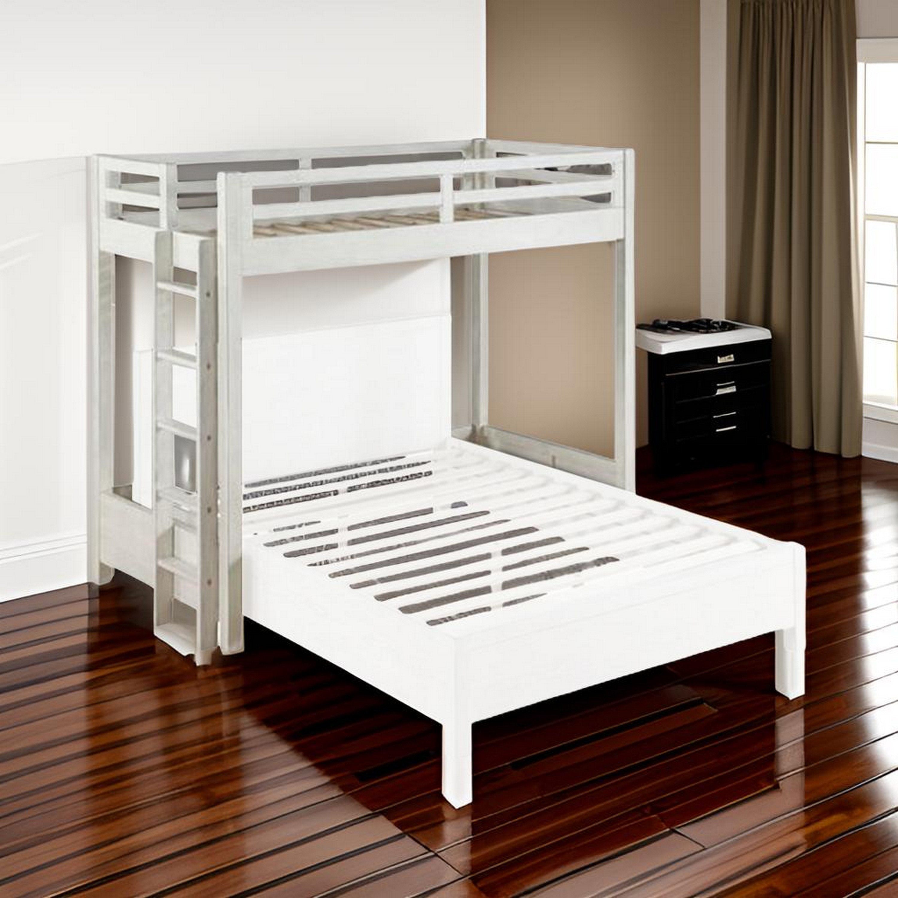 Harriet Bee Lit mezzanine simple avec 1 grand lit et échelle fixe ...