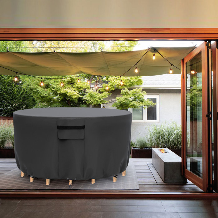 Arlmont & Co. Waterproof Heavy Duty Outdoor Round Table Cover | Wayfair