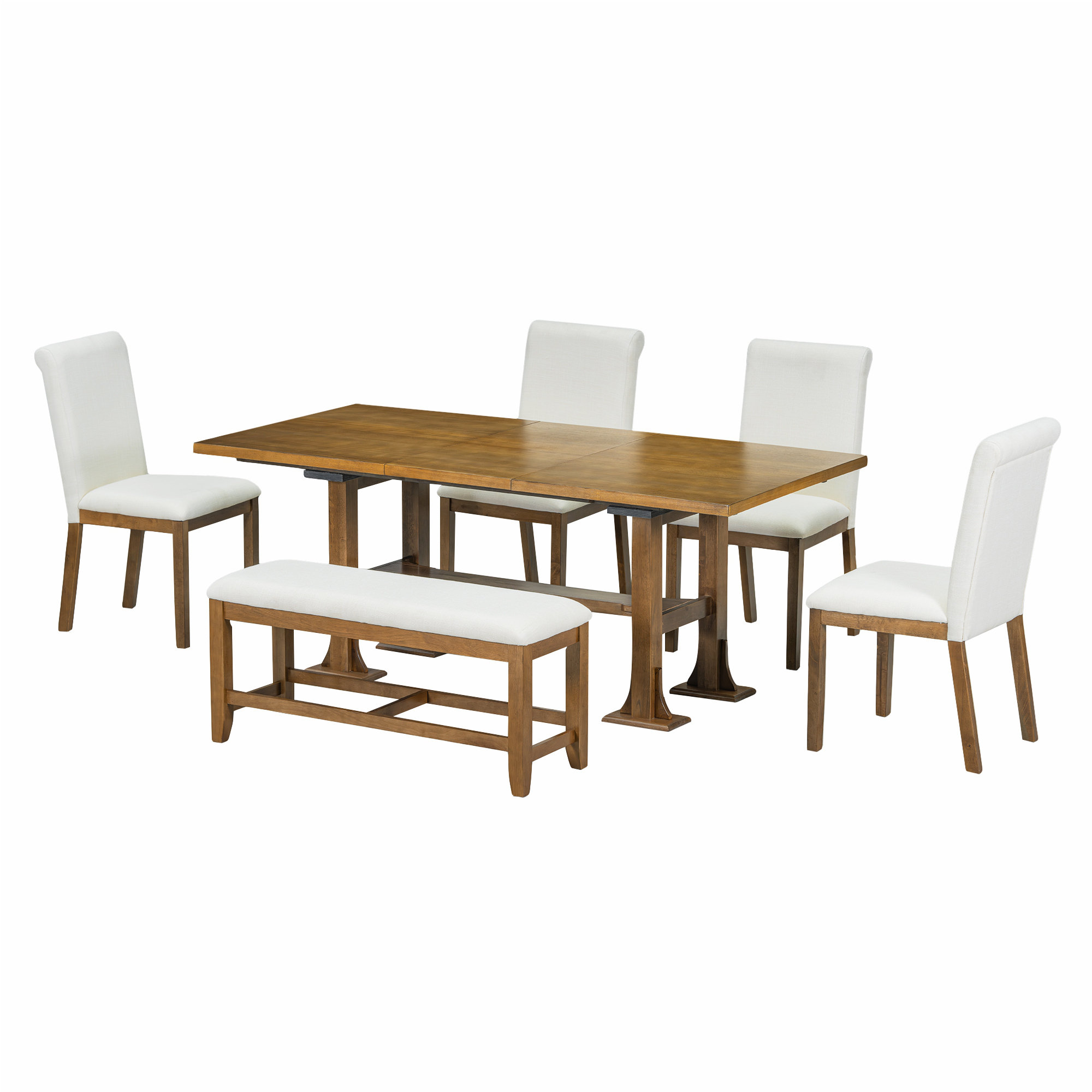 Mercer41 Solid Wood Extendable Dining Table Set with Upholstered Chairs ...