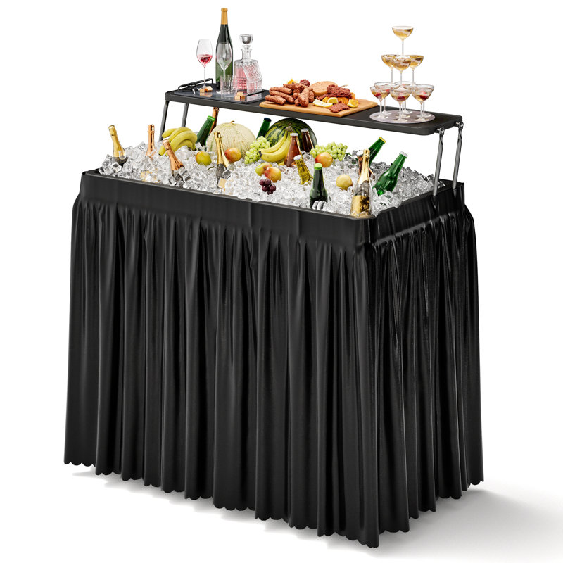 LHBcraft Outdoor Folding Ice Cooler Table with Matching Skirt & Drain ...