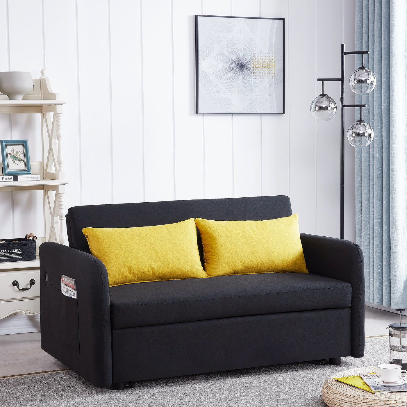 GZMWON Modern 56.06" Upholstered Sofa Pull Out Couch Pull Out Sofa ...