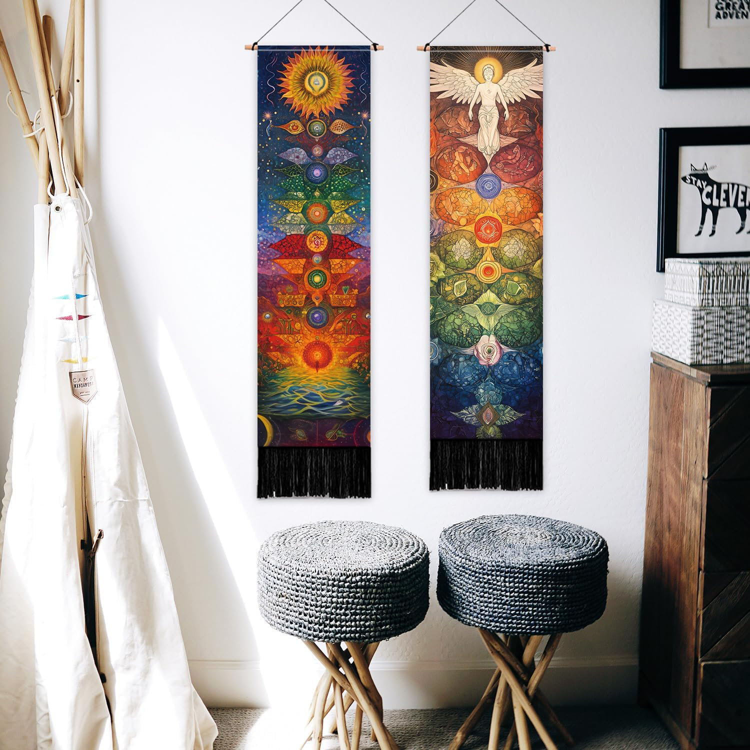 Trinx 2 Pack Chakra Tapestry Meditation Long Tapestry With Tassels ...