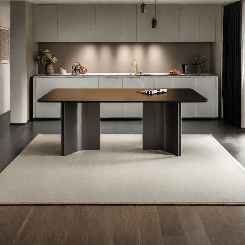 Brayden Studio® Black Modern Minimalist Slate Dining Table | Wayfair