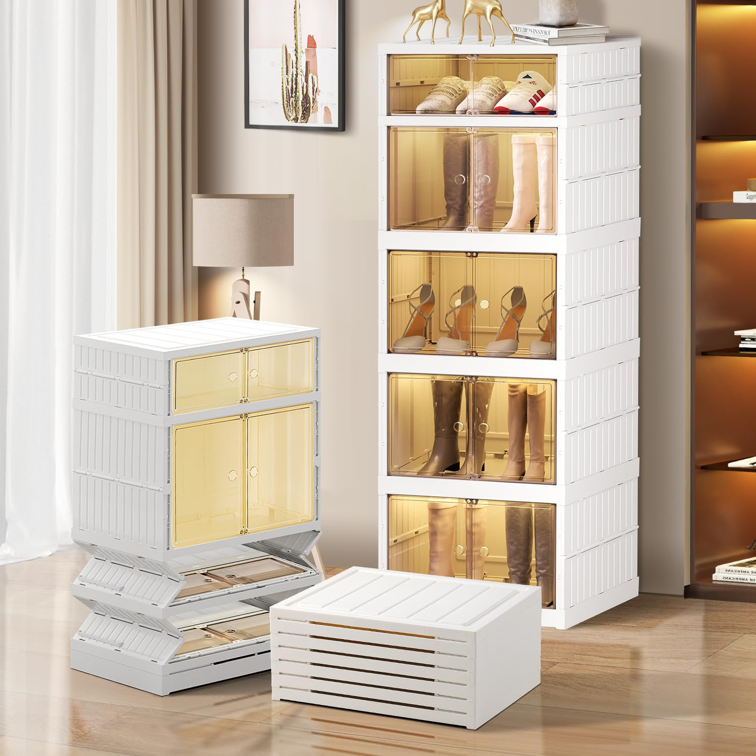 Rebrilliant 5-Tier Foldable Shoe Rack Organizer For Closet 10Pairs ...