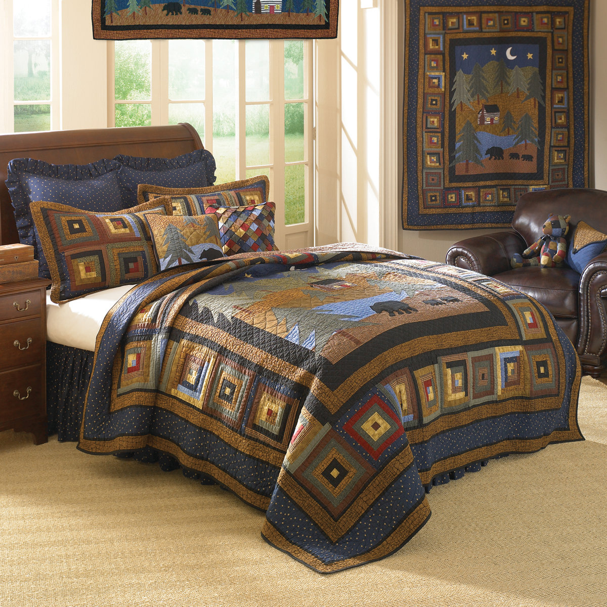 Donna Sharp Midnight Bear Brown/Blue Quilt | Wayfair