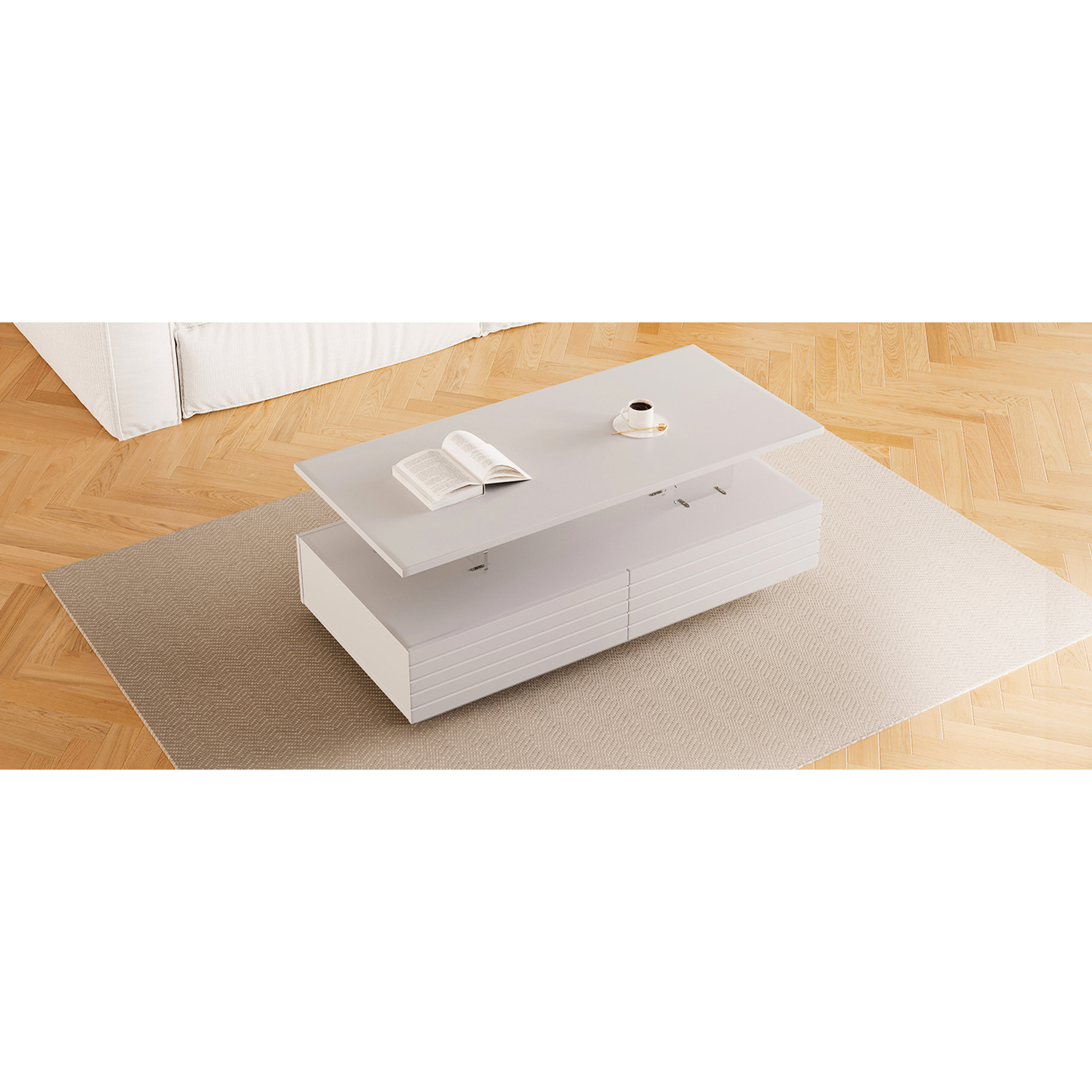 Latitude Run® 47.2" Coffee Table With Enchanting Led Lights And Double ...